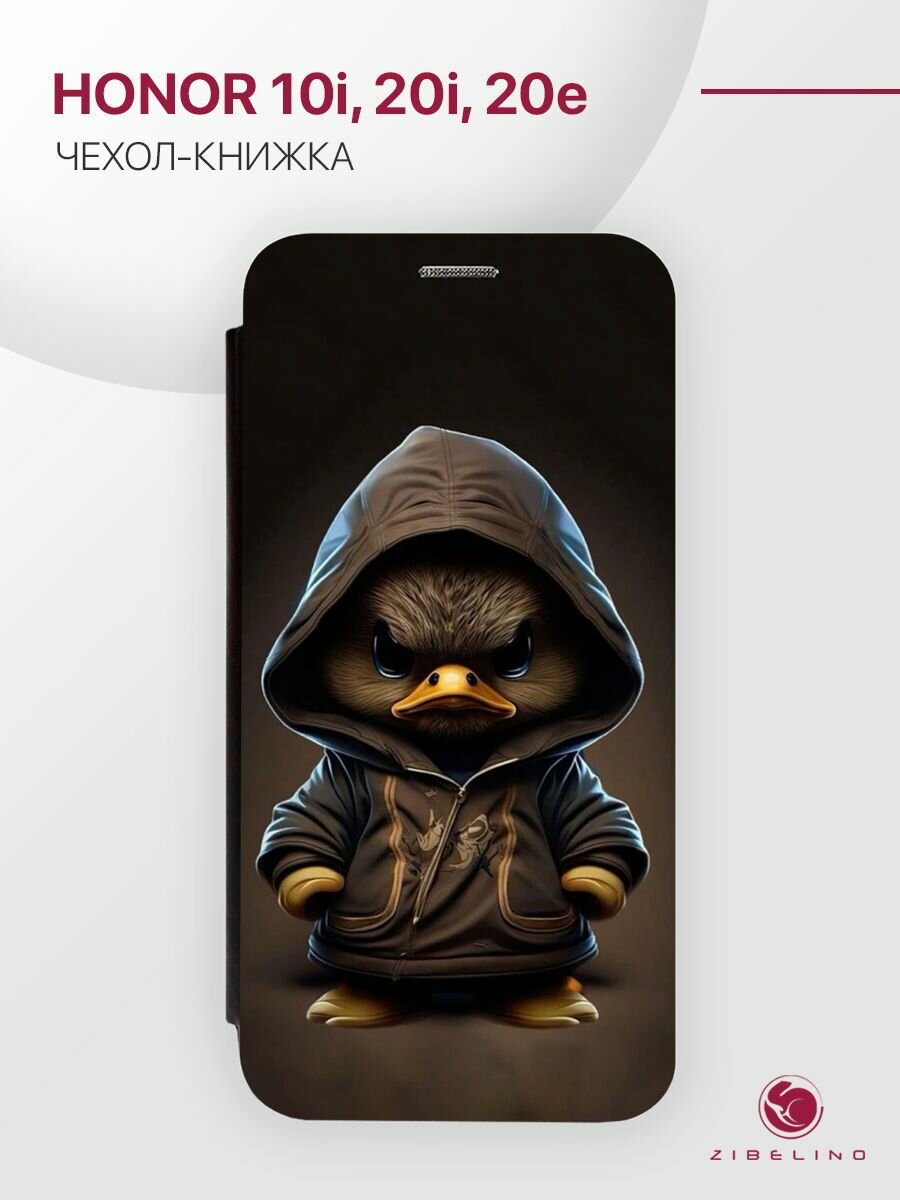 Чехол для Honor 10i, Honor 20i, Honor 20e с магнитом, черный с принтом утка худи / Хонор 10i 20i Хонор 20e