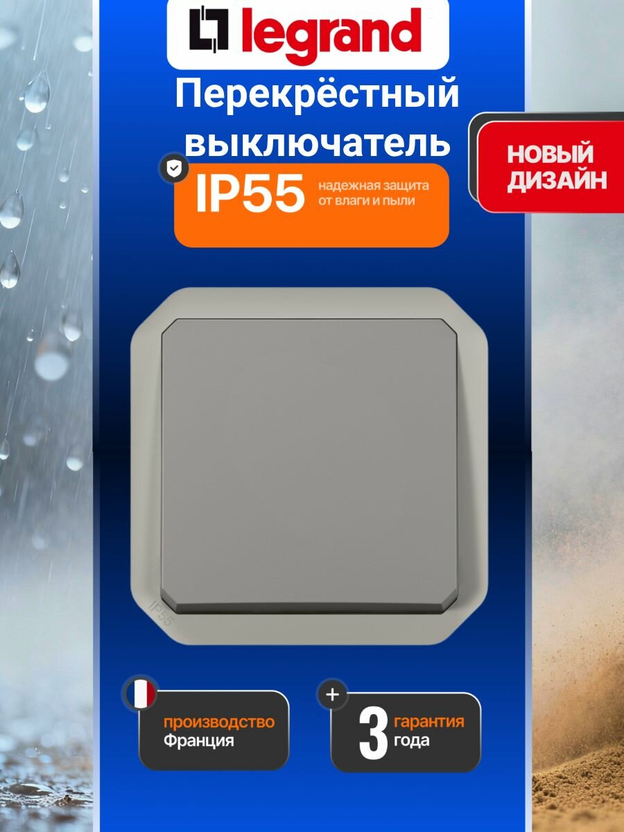 Legrand Plexo NEW Механизм 1 кл перекрёстного переключателя Серый 069521L