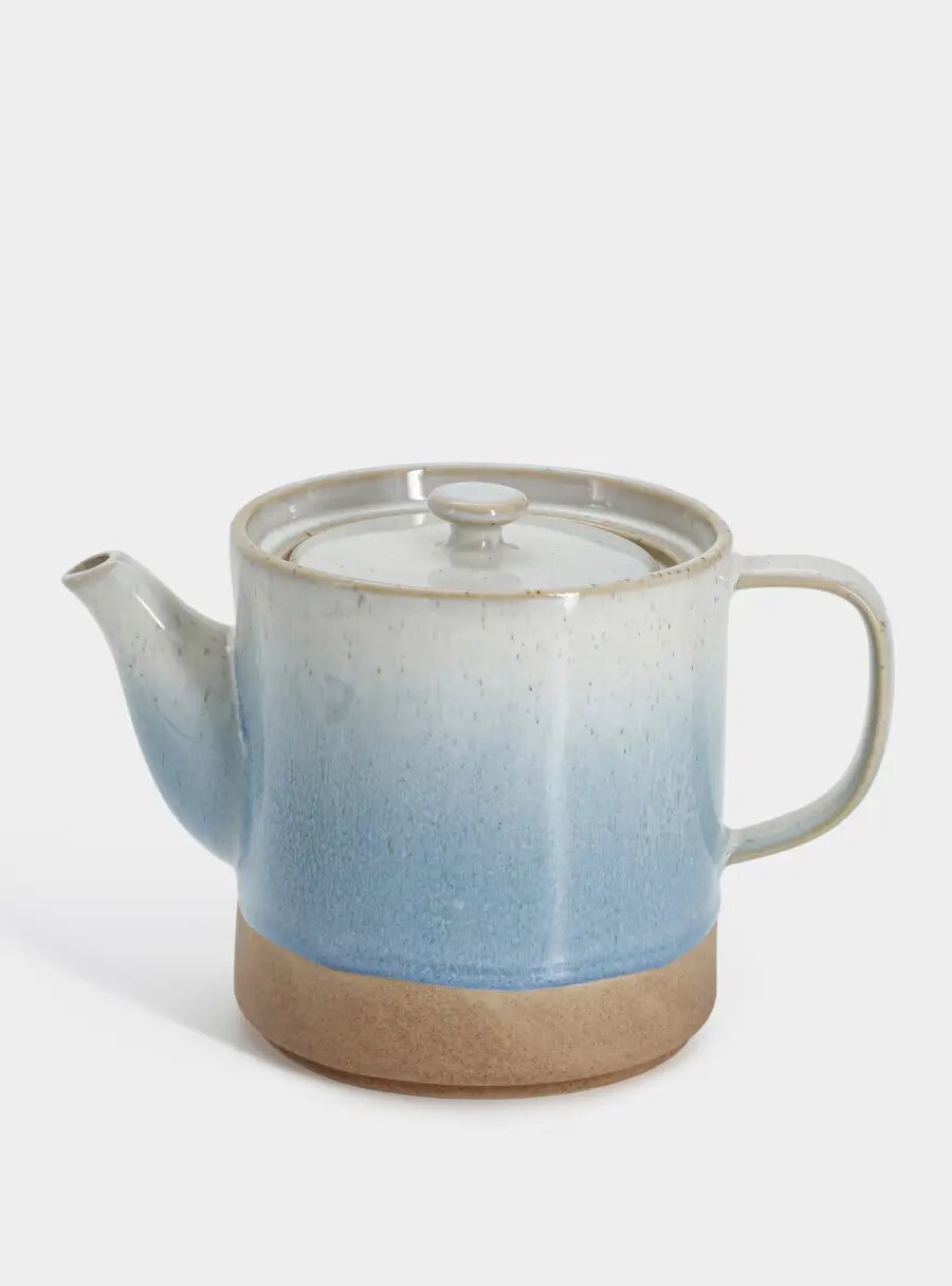 Чайник заварочный, 800 мл, керамика, бежево-голубой, в крапинку, Azurro