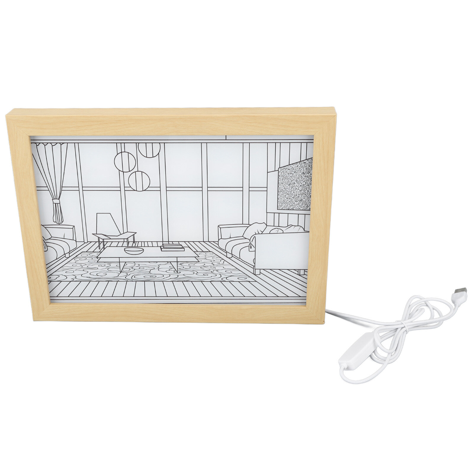 Светодиодный декоративный свет, картина с питанием от USB, японский стиль аниме, морской вид, современный имитирующий солнечный свет, рисунок, ночник для спальни, гостиной, офиса S