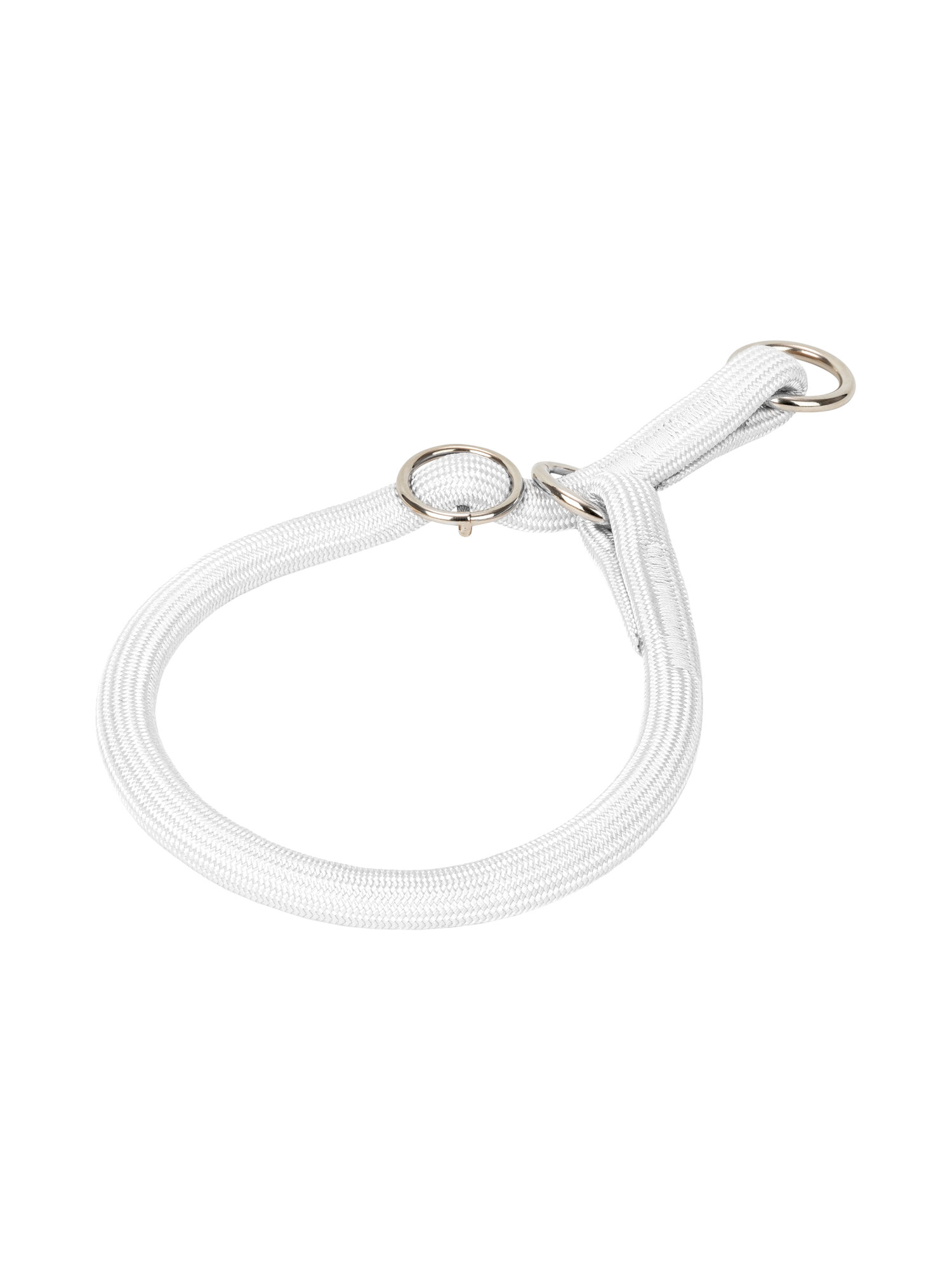 Ошейник-удавка для собак средних и крупных пород ZooOne с 2-я кольцами, круглый 13 мм*45 см, белый