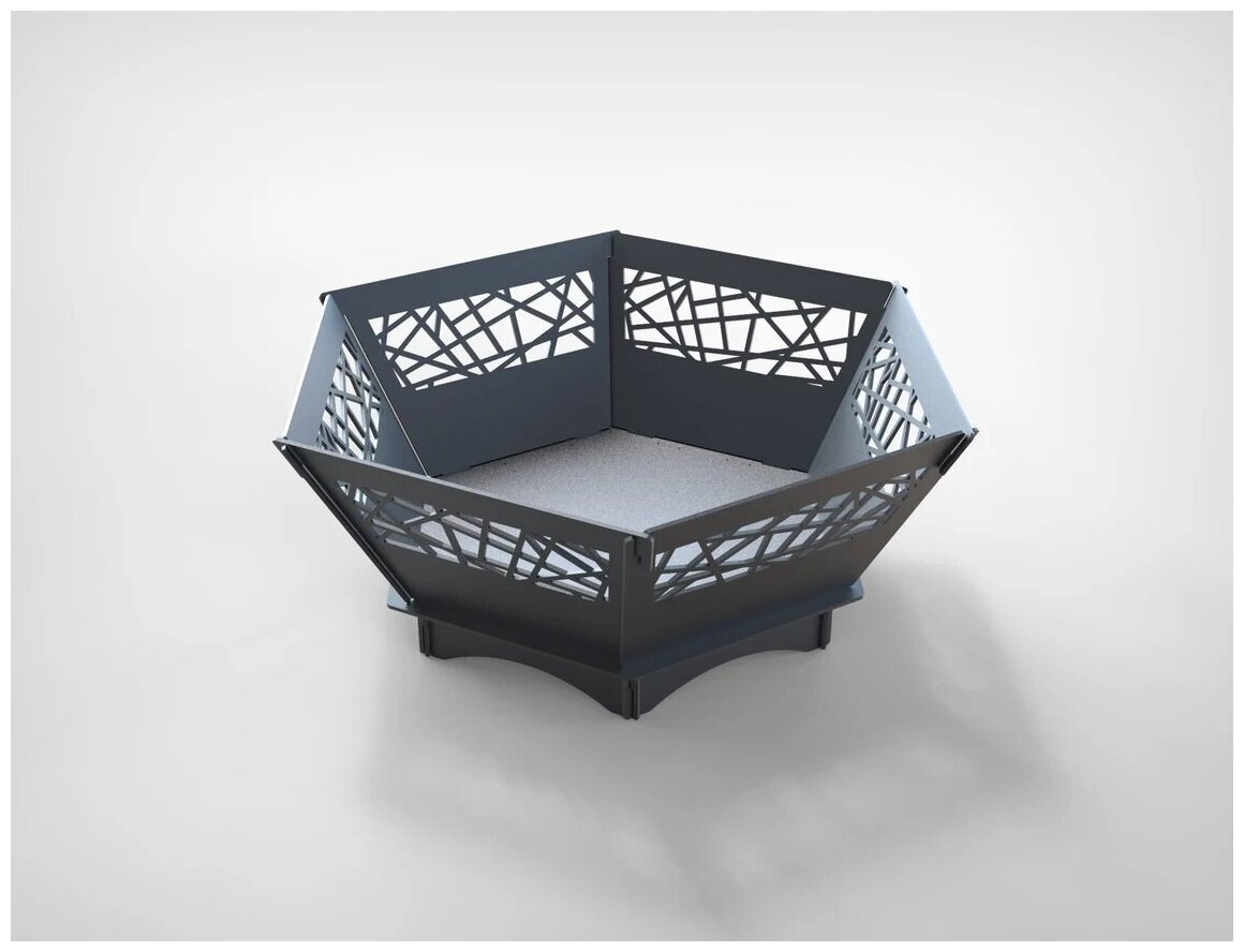 Очаг, чаша для костра, Костровая чаша, Жаровня для улицы Шестиугольная, Линии, разборная - огнеупорная краска