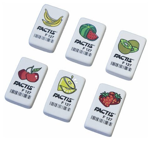 Ластик FACTIS F 127 (Испания), 40х24х10 мм, ассорти, прямоугольный, мягкий, CNFF127. (Цена за 27 шт.)