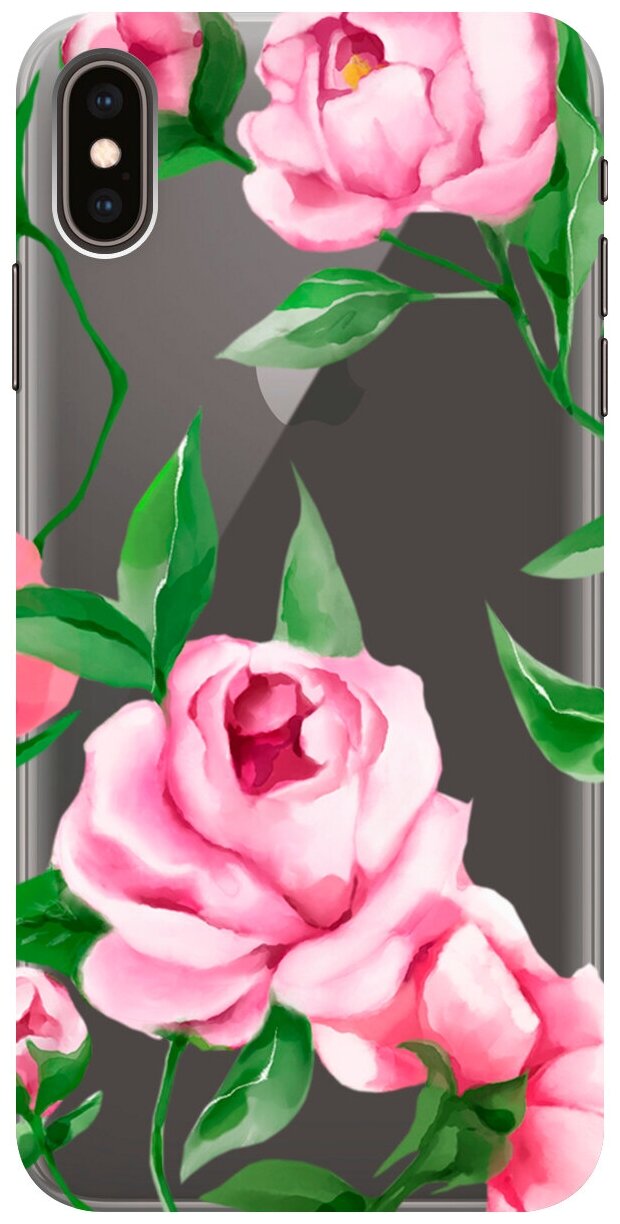 Силиконовый чехол на Apple iPhone XS Max / Эпл Айфон Икс Эс Макс с рисунком "Amazing Peonies"
