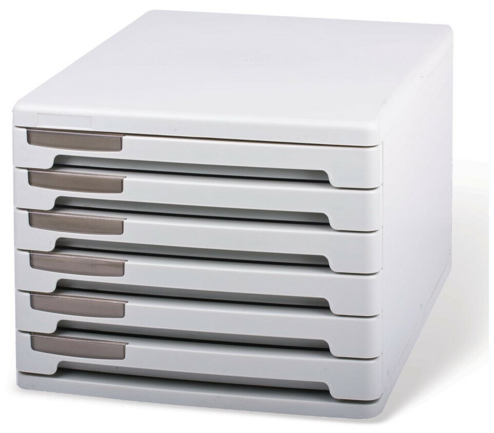 Блок из 6 закрытых лотков для бумаги, настольный, ERICH KRAUSE, А4+, 210х270х365 мм, серый, 63