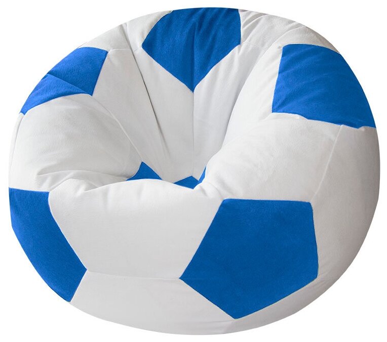 Кресло-мешок Винни-пуф МЯЧ велюр белый с синим