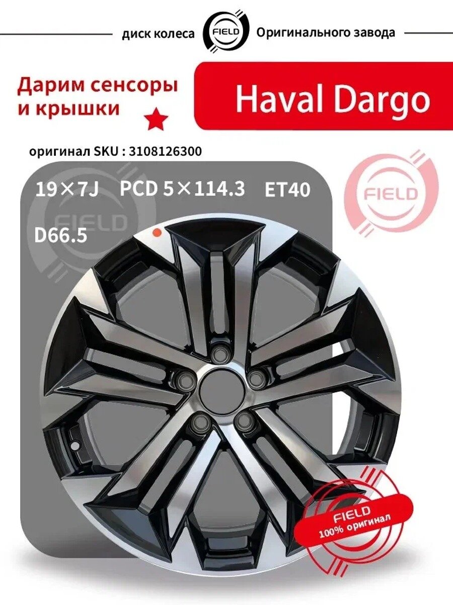 Haval Haval Dargo R19（ Подарите датчик + крышку, SKU 3108126300） Колесный диск Литой 19x7" PCD5х114.3 ET40 D66.5