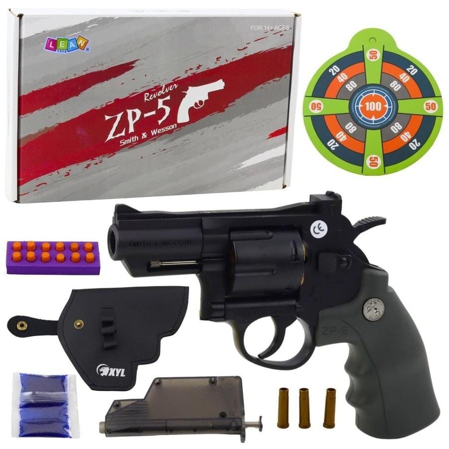 Игрушечный револьвер Lean Toys ZP-5, черно-зеленый, размер 19x14x3,5 см