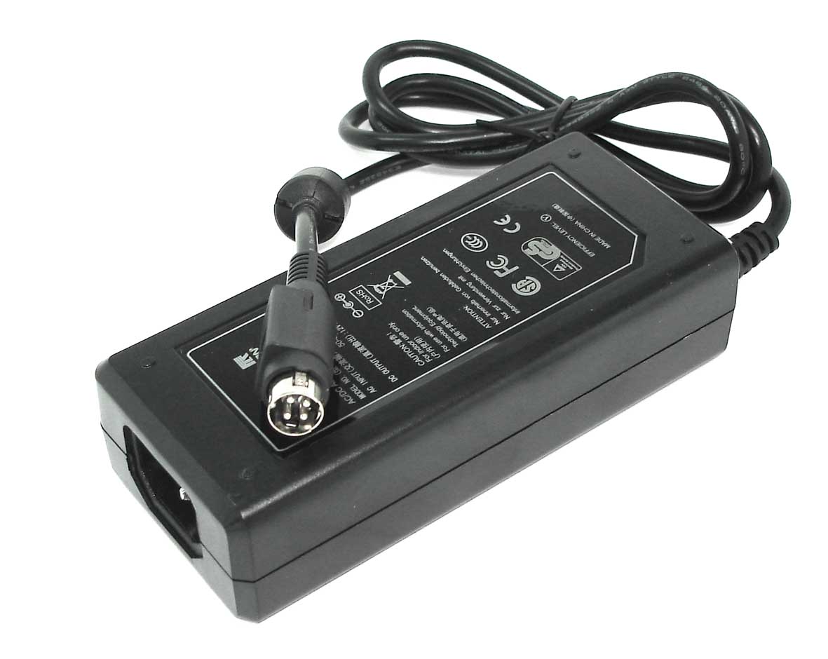 Блок питания (сетевой адаптер) для монитора и телевизора 12V 6A 72W 4 пин male черный, с сетевым кабелем