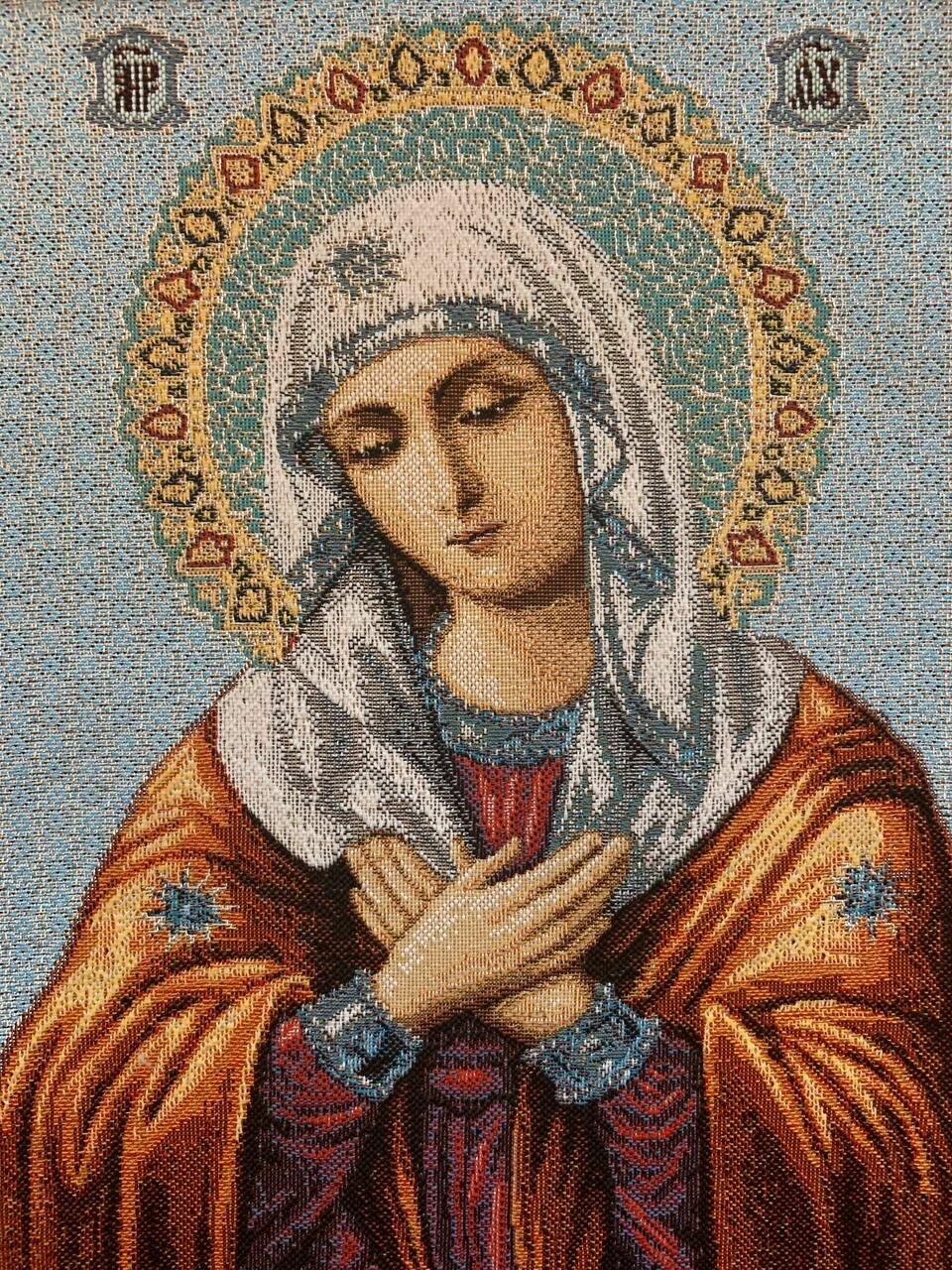 Гобелен, гобелен без рамы 24х34 см / Икона Умиление Пресвятой Богородицы