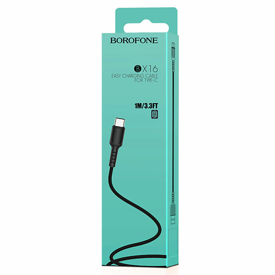 Кабель зарядный Borofone BX16 Usb - Type-C , 1 метр, 2 A, черный
