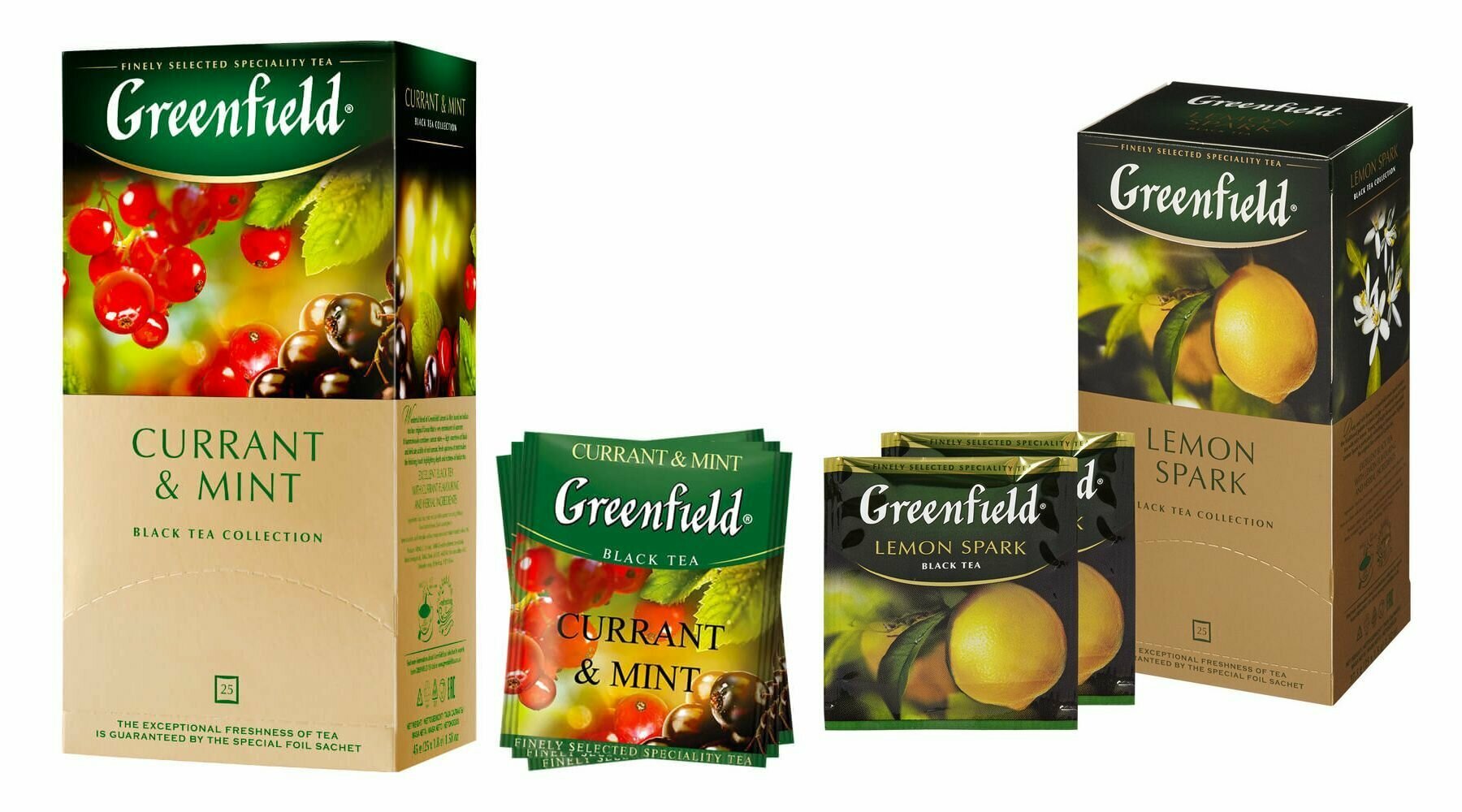 Чай черный Lemon Spark/Currant&Mint Greenfield 2шт по 25 пак