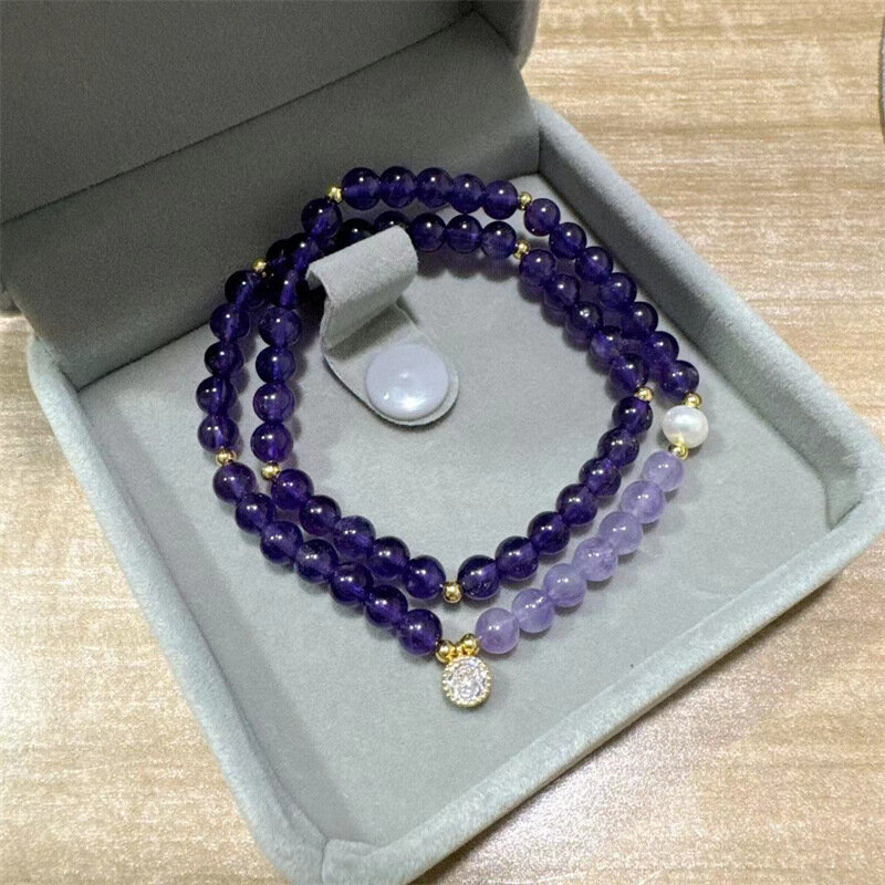 Браслет, аметист, бисер
