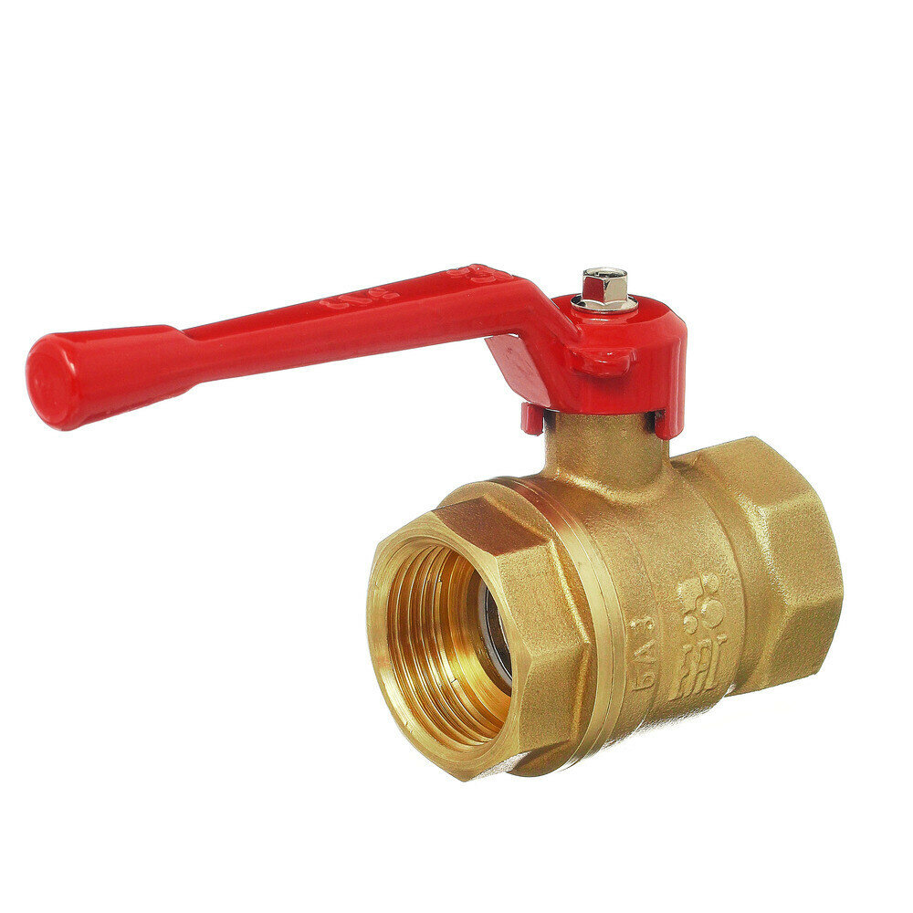 Кран шаровой латунный БАЗ Standart 1/2 ВР(г) х 1/2 ВР(г) проходной ручка прямой (БАЗ. А30.0.15.40)