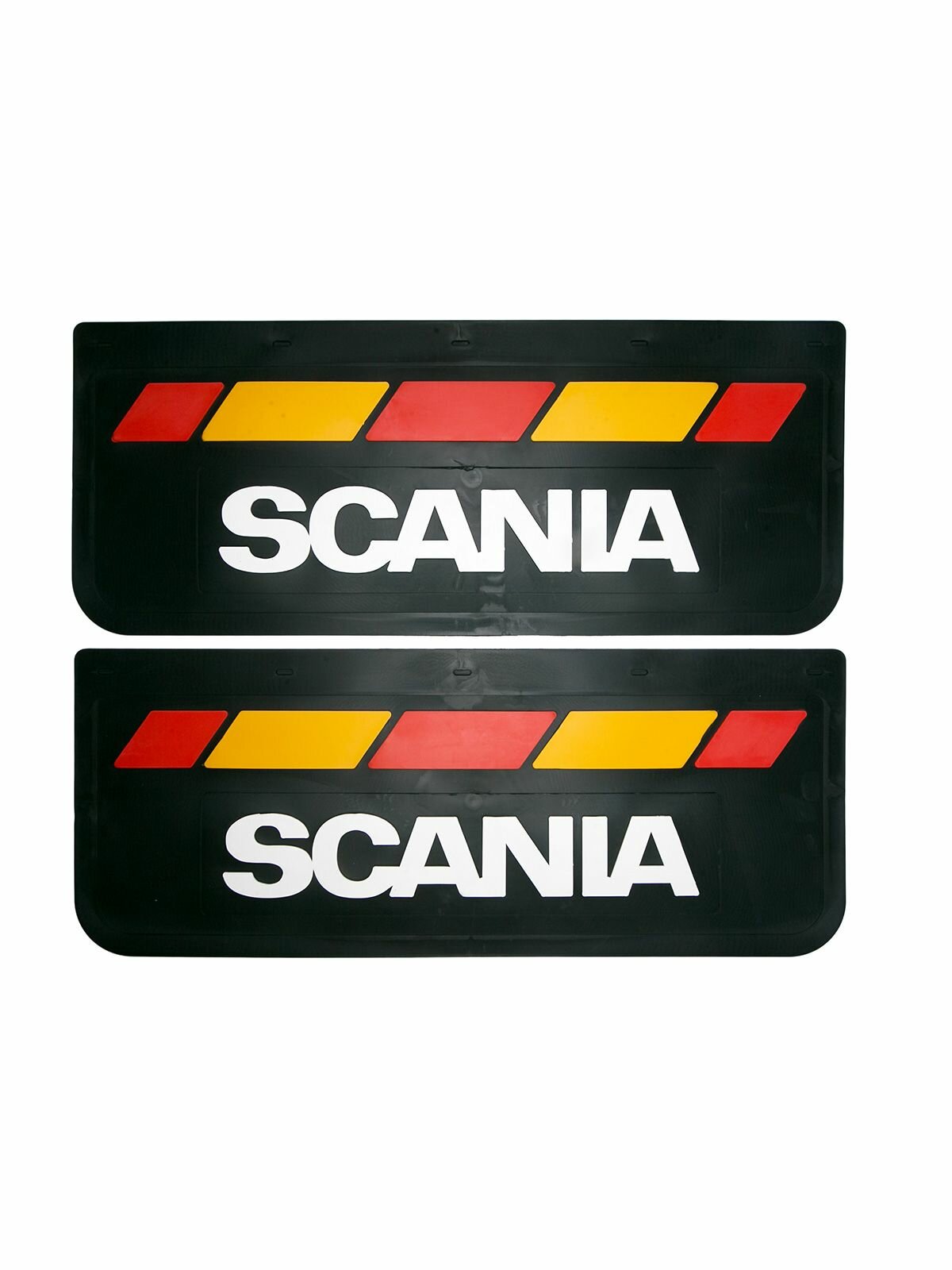 Брызговики грузовые 660х270мм LUX PRO "SCANIA" Касная с Желтым полоса, надпись Белая к-т (26326)