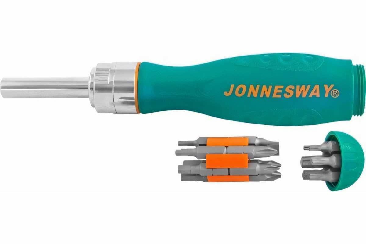 Трещоточная отверточная рукоятка с набором бит Jonnesway
