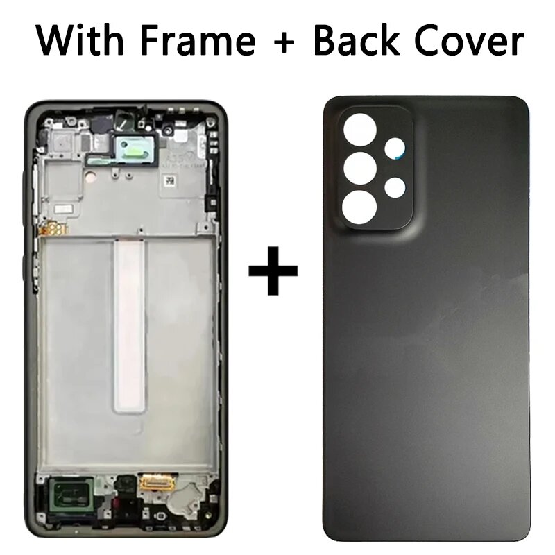 Super AMOLED с отпечатками пальцев для Samsung A33 5G ЖК-дисплей SM-A336E, Black With Frame