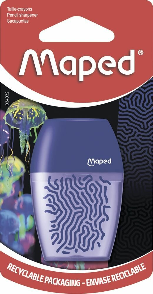 Точилка 1 отверстие, MAPED DEEPSEA PARADISE SHAKER, декорированная, с контейнером, в блистере
