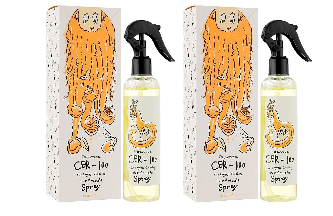Спрей для волос Elizavecca, CER-100 Collagen Coating Hair A+ Muscle Spray, с коллагеном, 250 мл, 2 шт
