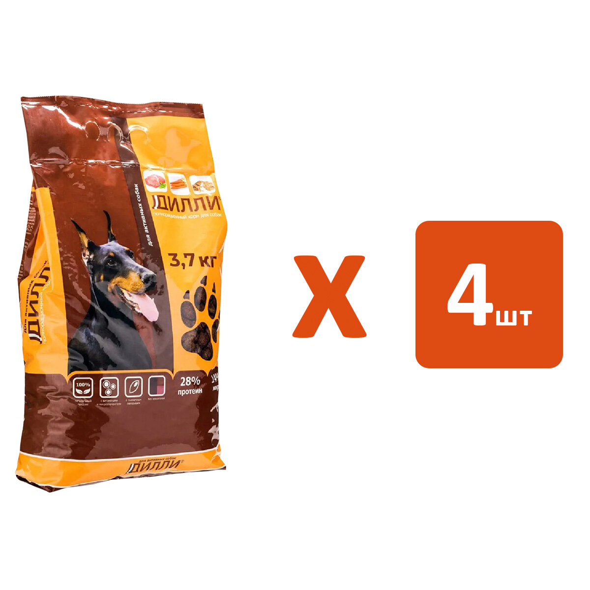 Дилли для взрослых активных собак всех пород (3,7 кг х 4 шт)