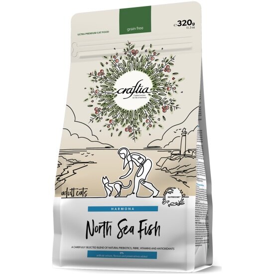 Корм сухой Craftia HARMONA для взрослых кошек из рыбы северного моря 320 г
