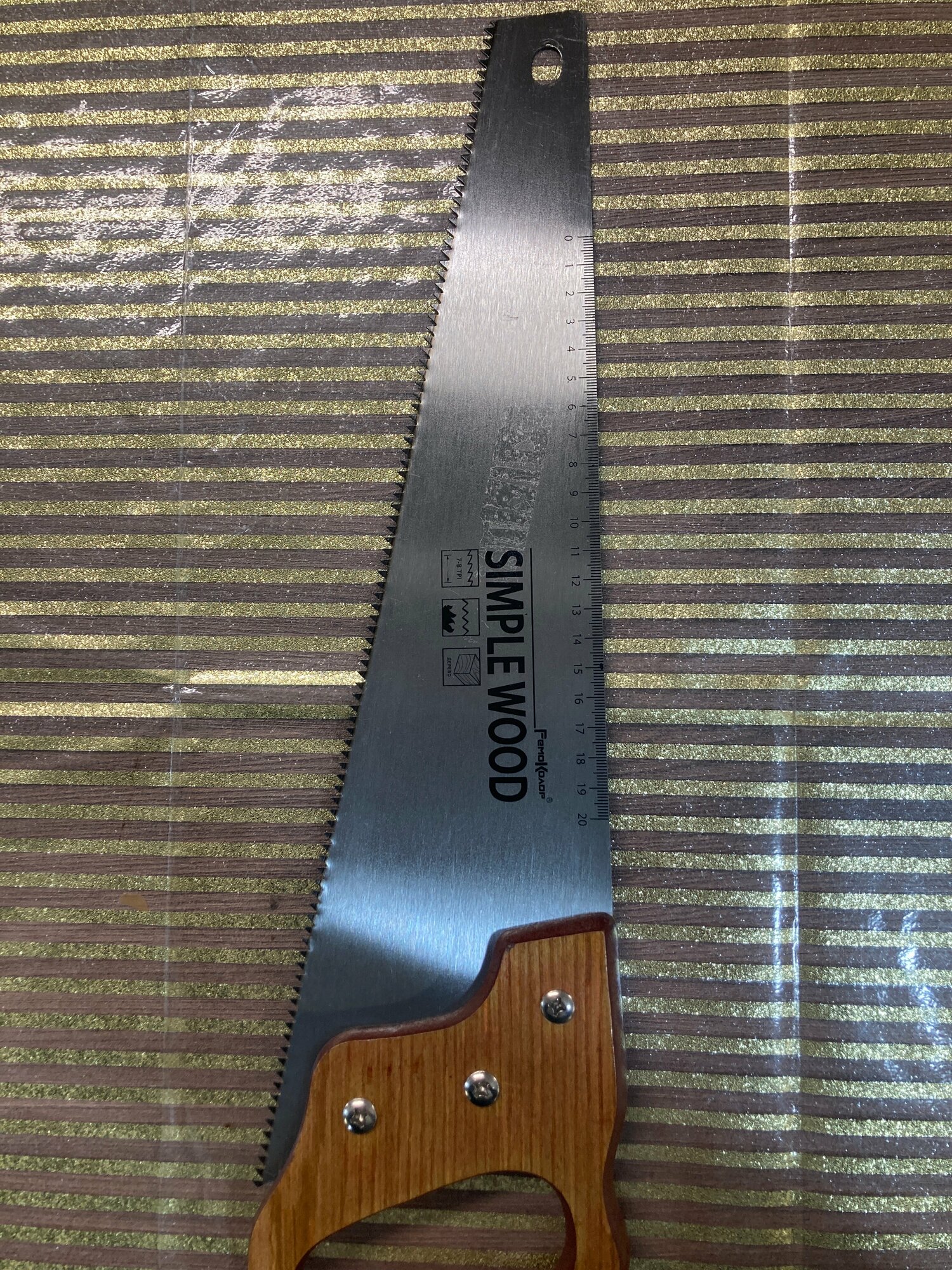 Пила по дереву, деревянная рукоятка, линейка, 400 мм РемоКолор 42-3-240