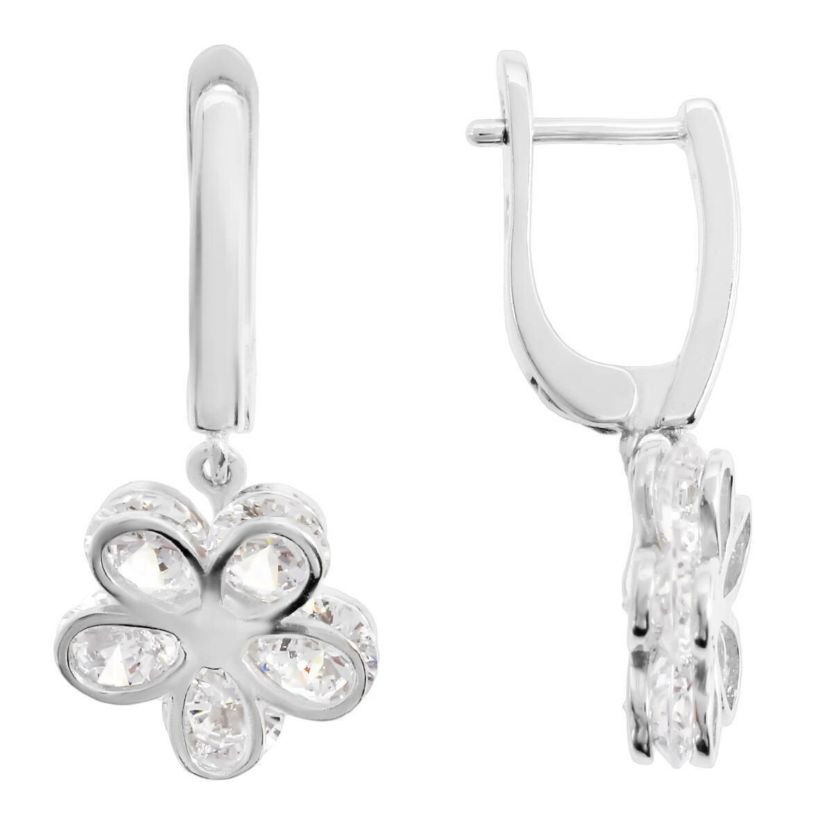 Серьги, серебро, 925 проба, родирование, фианит