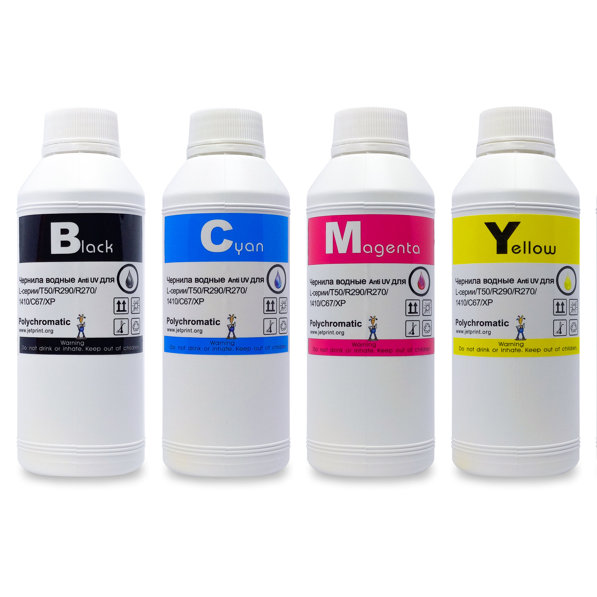 Чернила Polychromatic (JetPrint) (Светостойкие) для Epson 4 цв. по 500 мл (Bk, C, M, Y)