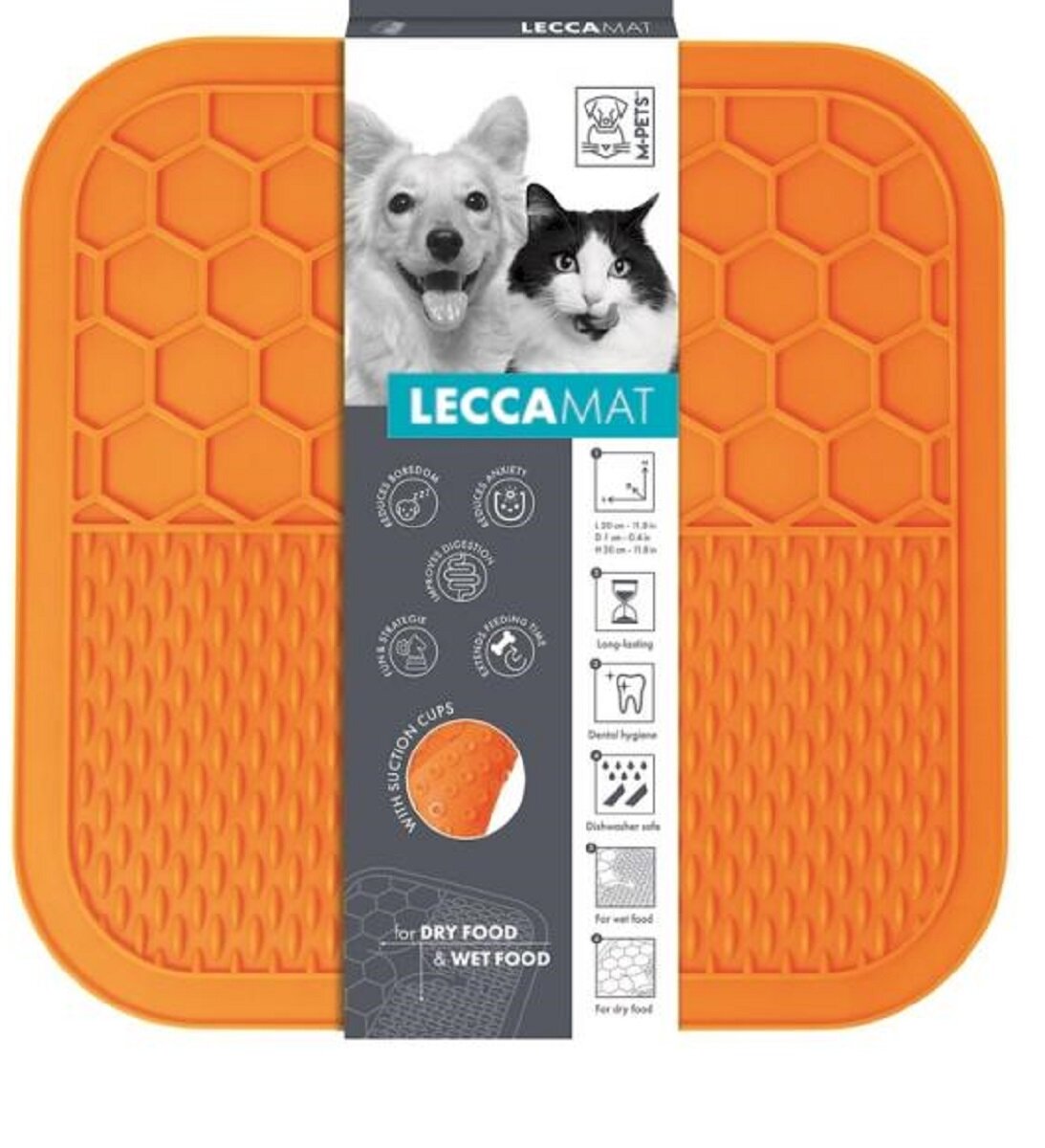 M-PETS Лизательный коврик для домашних животных оранжевый S 15x15x1 см