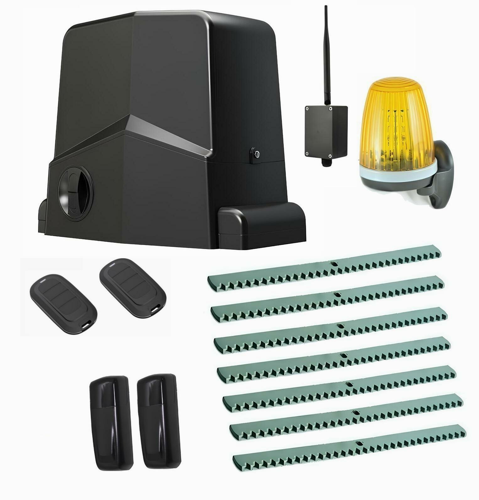 Автоматика для откатных ворот AN-MOTORS ARW-1000MKIT FULL7-BT, комплект: привод, 2 пульта, лампа, фотоэлементы, 7 реек, Bluetooth-модуль