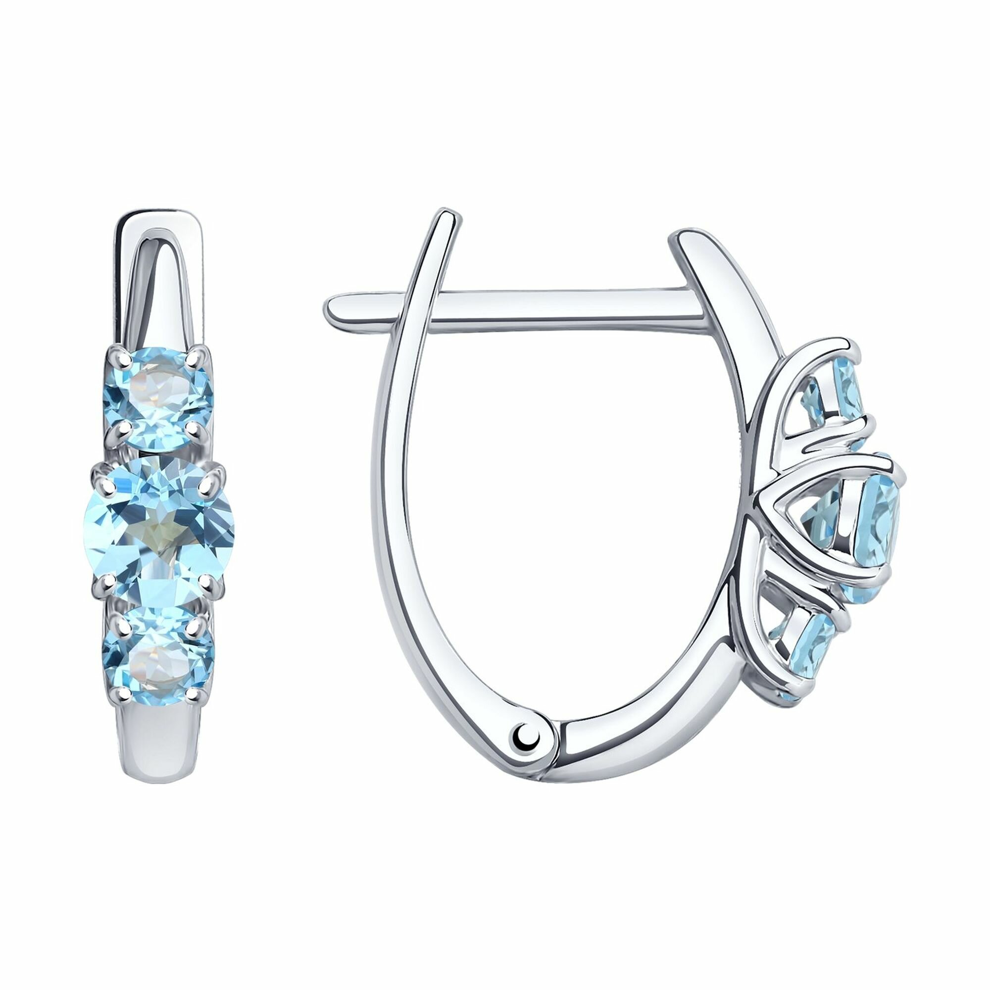 Серьги, серебро, 925 проба, родирование, топаз