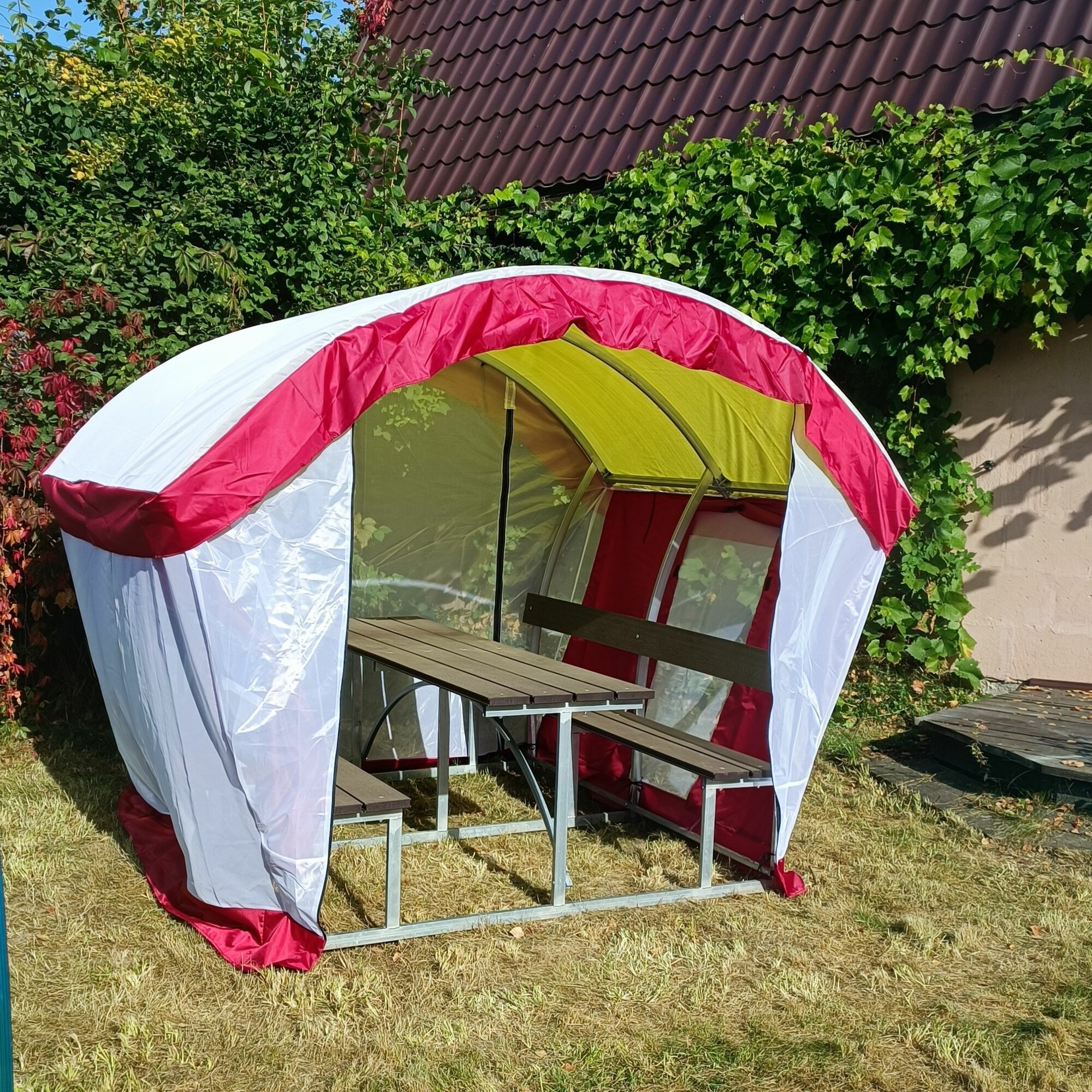 Москитная сетка для беседки садовой Астра, красная, со шторками