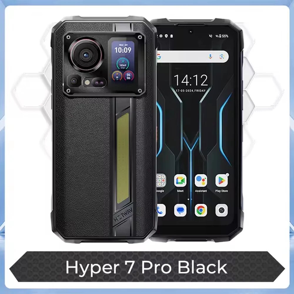 Смартфон HOTWAV Hyper 7 Pro повышенной яркости, 7050 дюйма, 6,6 МП, Android 14, 120 дюйма, FHD +, 256 Гц, 36 Гб, 10800 ГБ, мАч, 33 Вт Черный, Black