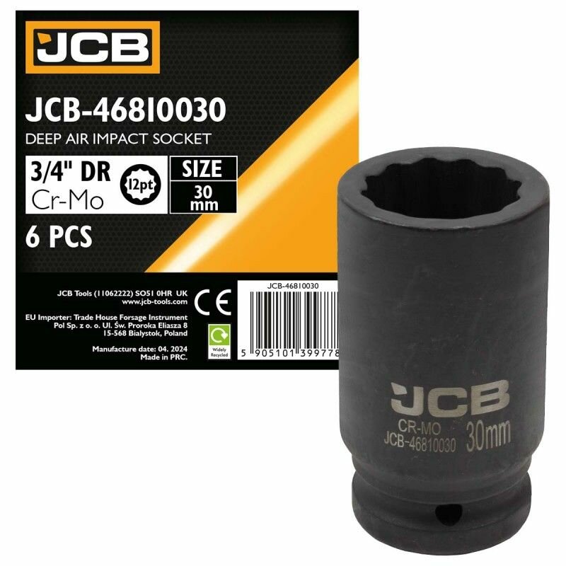 Головка ударная глубокая 3/4", 22мм (12гр.) JCB
