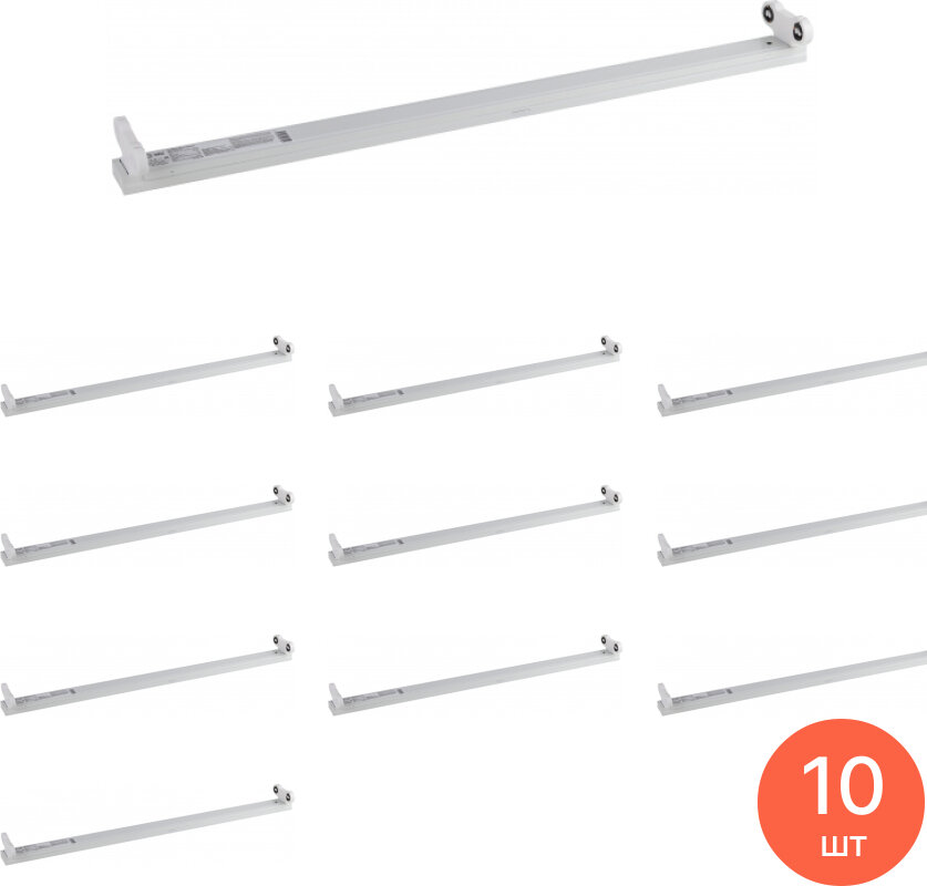 Cветильник настенно-потолочный ЭРА SPO-801-0-002-060 T8 G13, светодиодный, 2700К 18Вт IP20, Б0043772 / панель освещения (комплект из 10 шт)