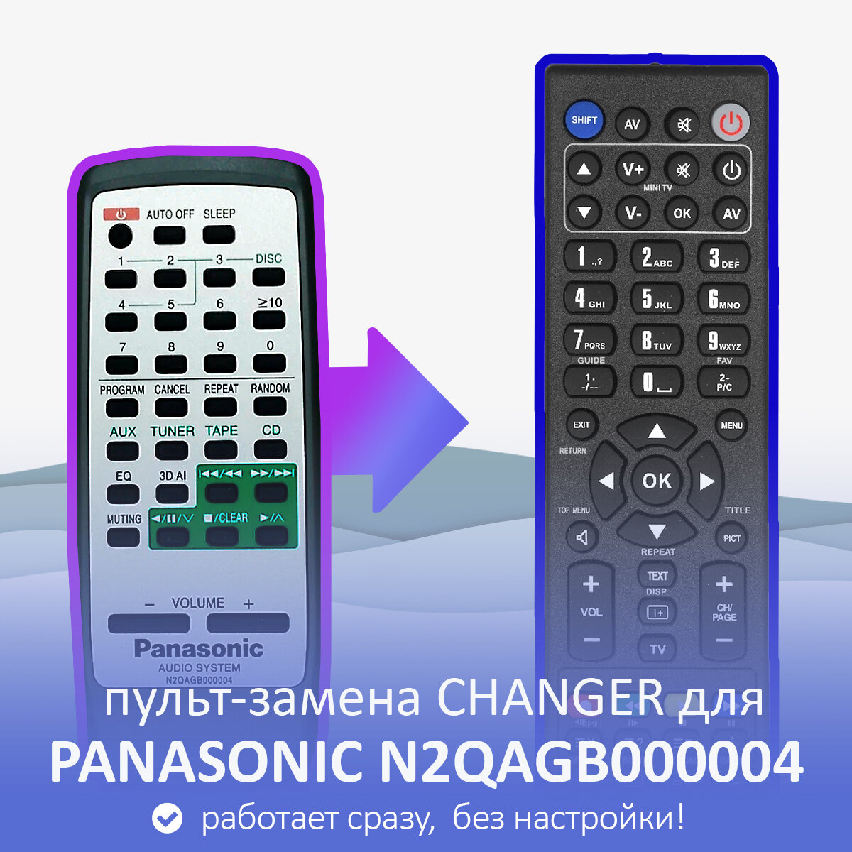 Пульт-замена для PANASONIC N2QAGB000004