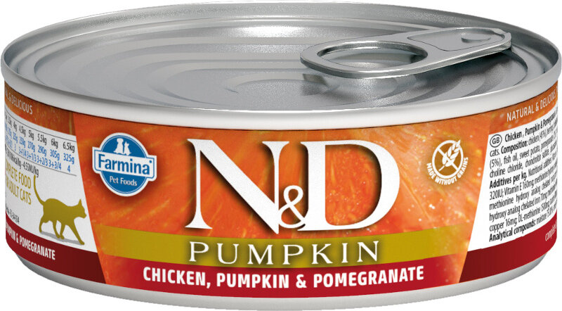 Влажный корм Farmina N&D Cat Pumpkin для кошек, курица и гранат с тыквой, 6 штук по 70 гр