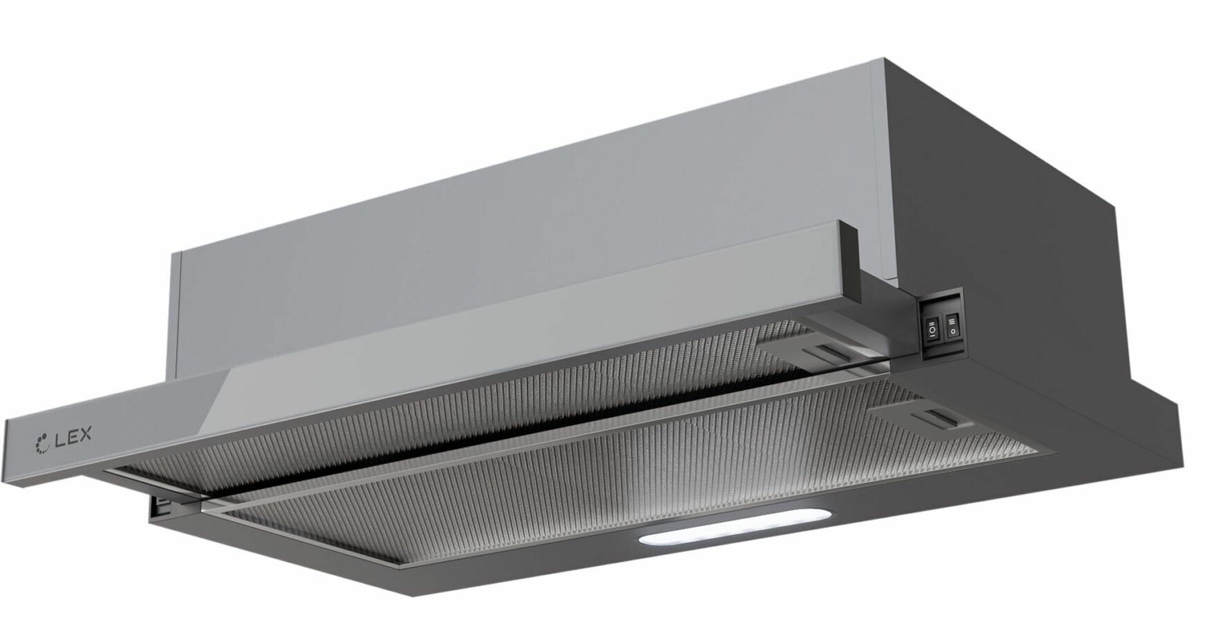 Встраиваемая вытяжка для кухни LEX HUBBLE G 600 GREY, 60 см, до 650 м3/ч, 2 скорости, LED-освещение, с алюминиевым фильтром, серый