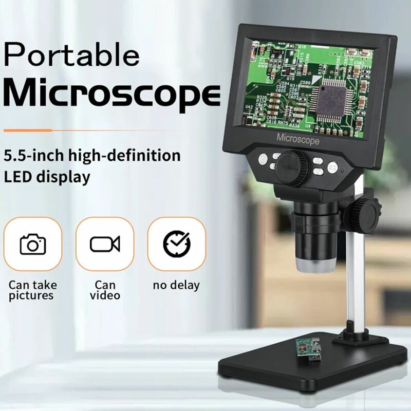 Цифровой микроскоп G5, портативный 5,5-дюймовый ЖК-экран, USB-микроскоп с непрерывным зумом, Воспитание детского интереса/инструмент для ремонта мобильных телефонов, встроенный аккумулятор