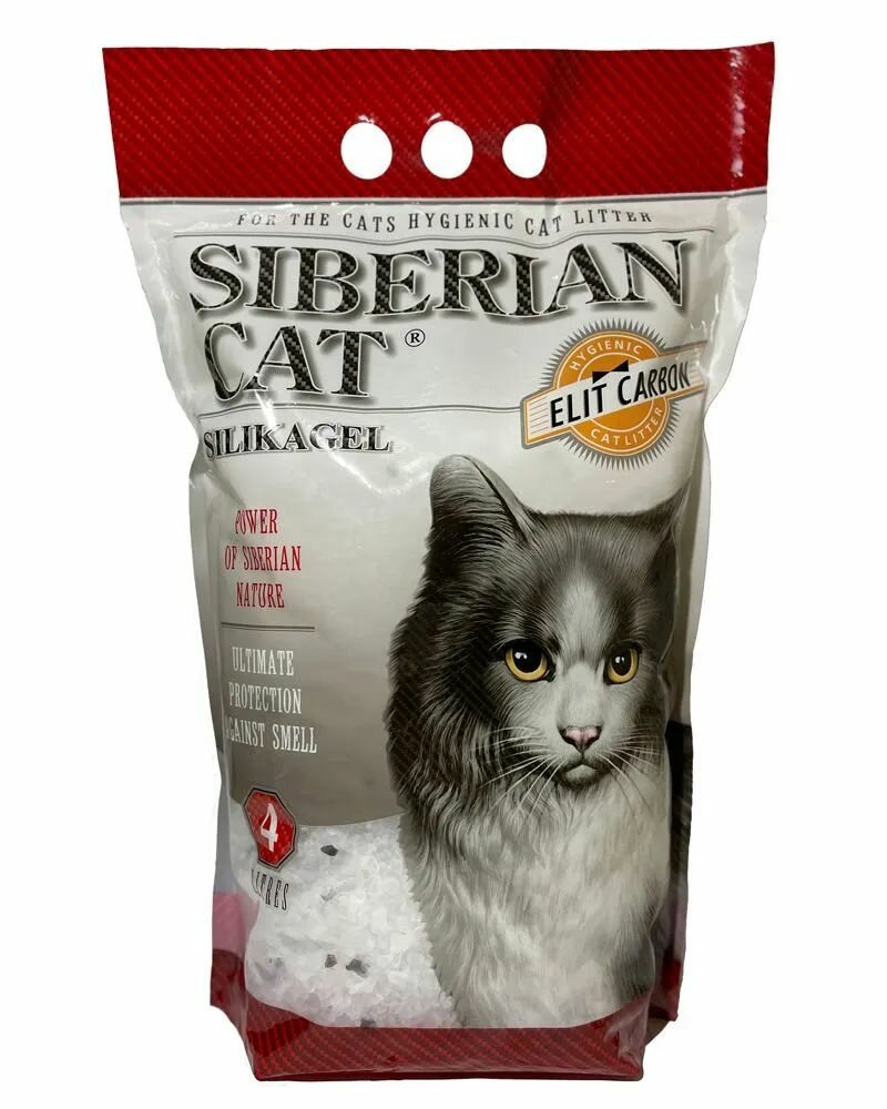 Наполнитель для кошачьего туалета, сибирская кошка, силикагелевый, Elit Carbon, 4 л