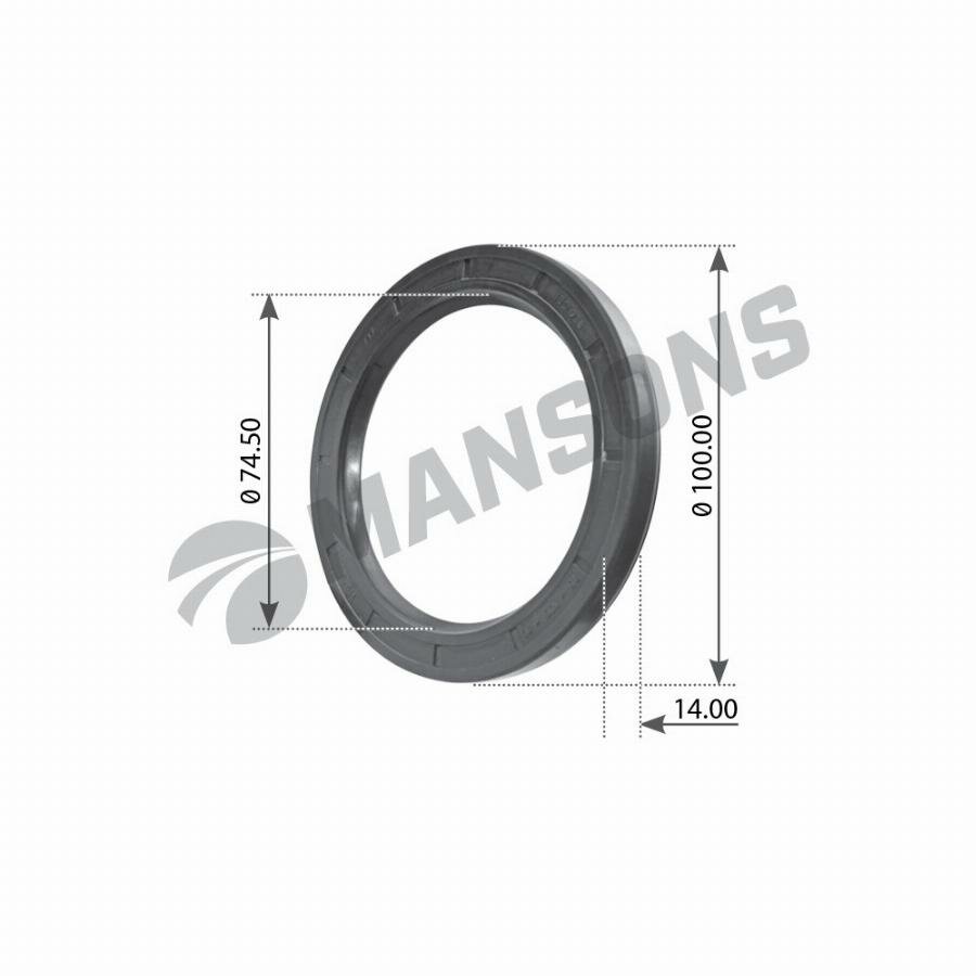 Сальник ступицы 075*100*14 задней внешний Scania 100.036 (Mansons)