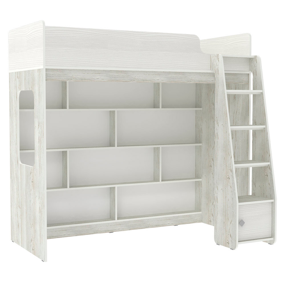 Кровать чердак Л-С601.1 80х190 Винтерберг Белое Дерево