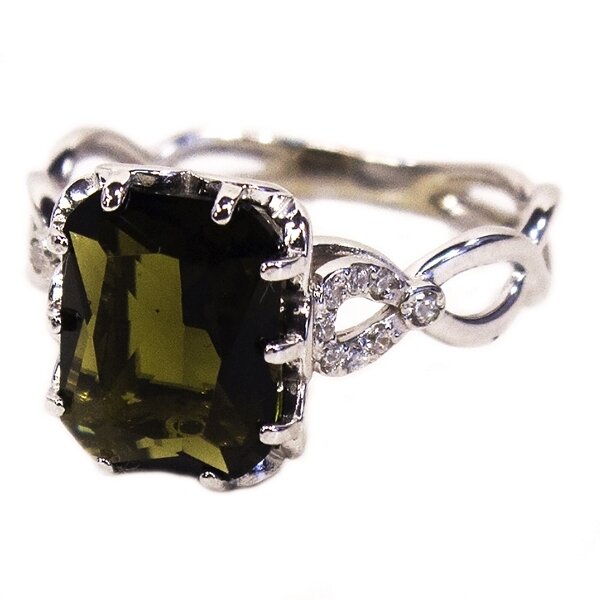 Кольцо, серебро, 925 проба, родирование, кристалл, фианит