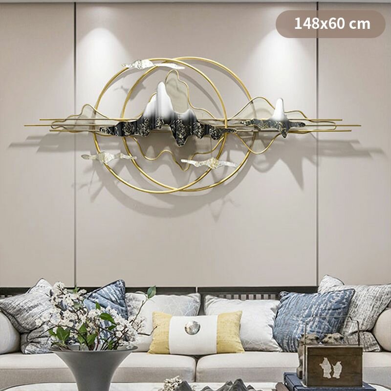 Панно настенное декоративное из металла горные, декор для комнаты, 148x60см