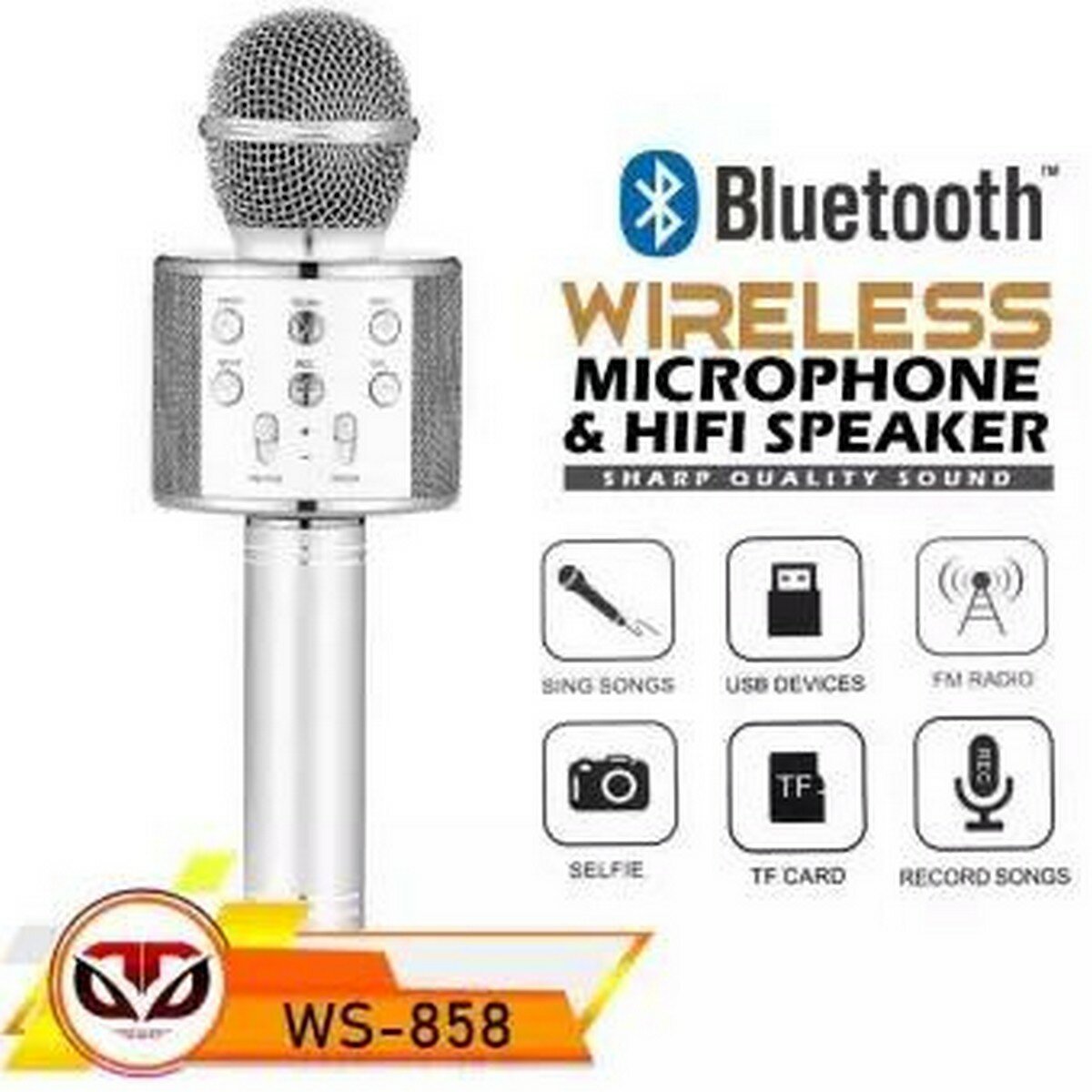 WS-858 Микрофон и Hi-Fi динамик, беспроводной Bluetooth-микрофон для караоке, изменение голоса, запись голоса