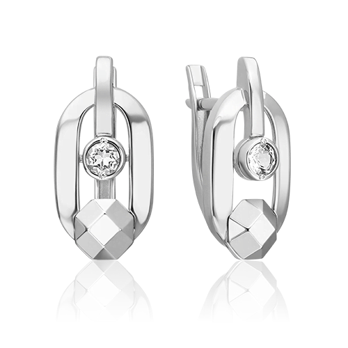 Серьги, белое золото, 585 проба, топаз