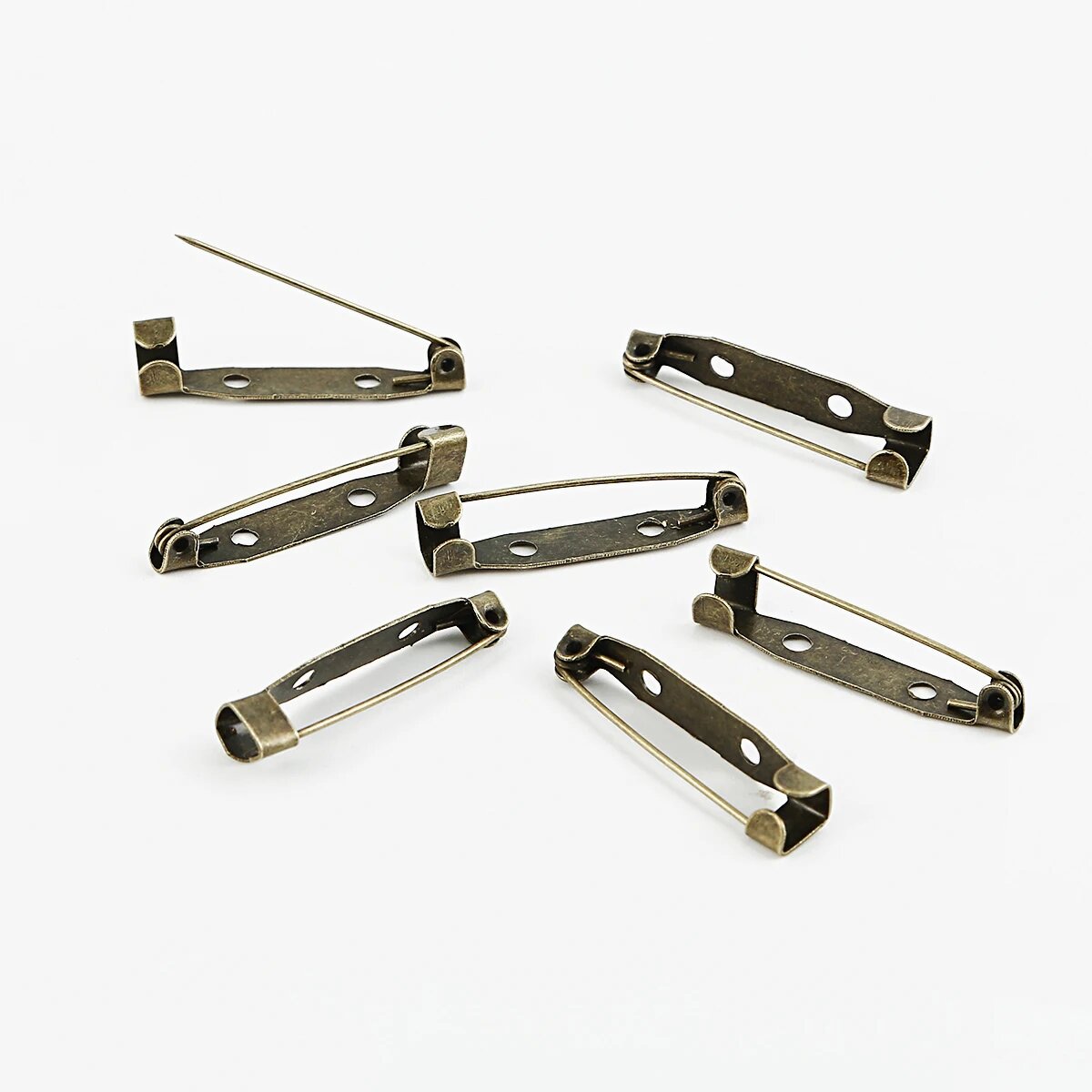 Серебряные застежки для брошек, набор из 10 штук 35mm, Bronze