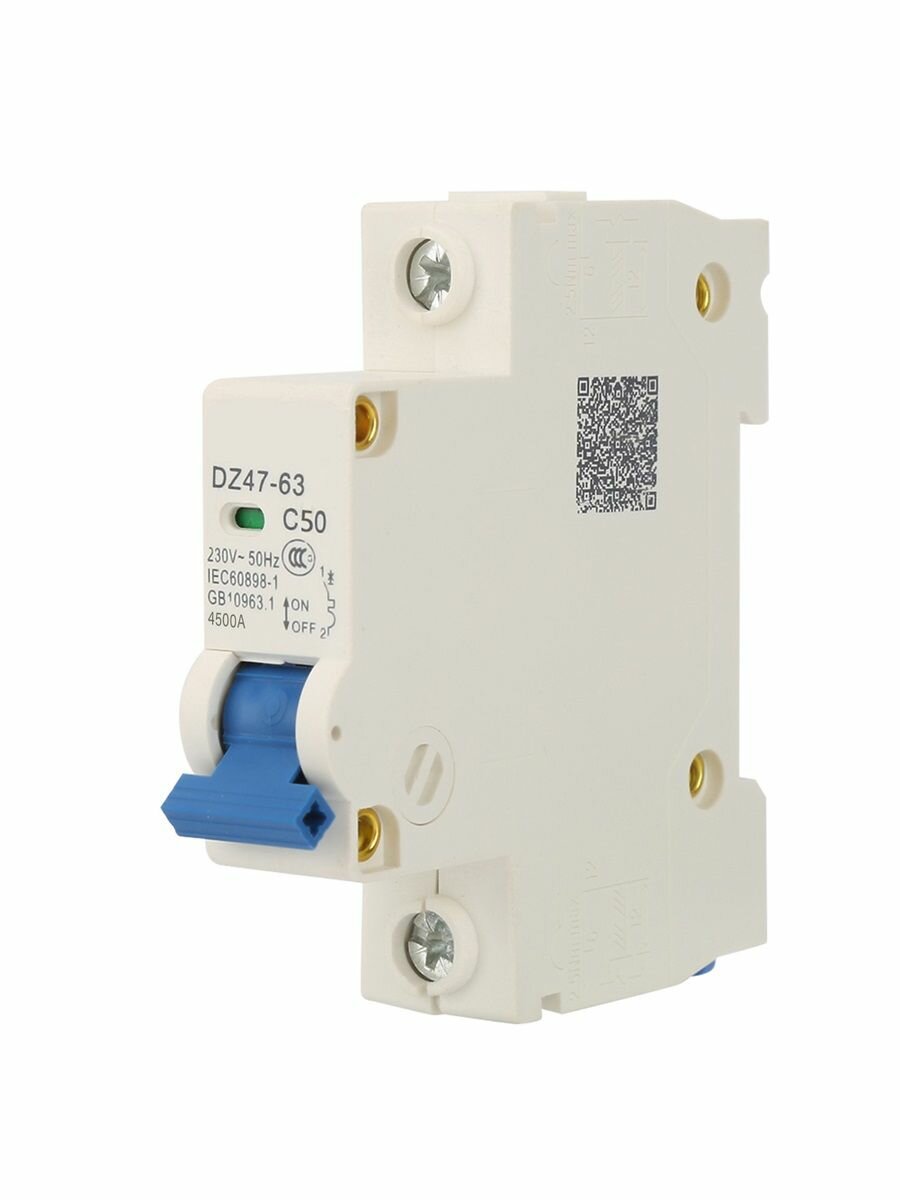 Миниатюрный автоматический выключатель 230 В переменного тока, 1 полюс, 50 А, DZ47-63, вырез