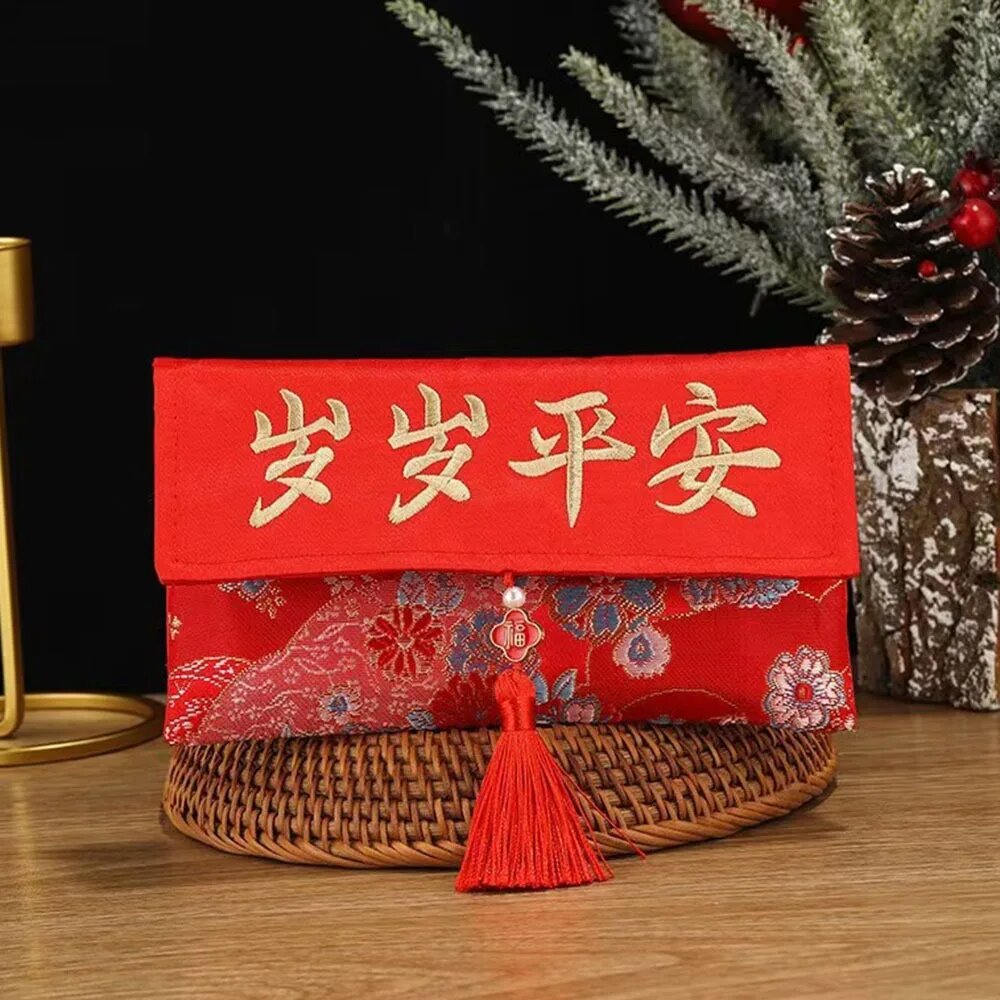 Красный бумажный конверт с узорами Style 8