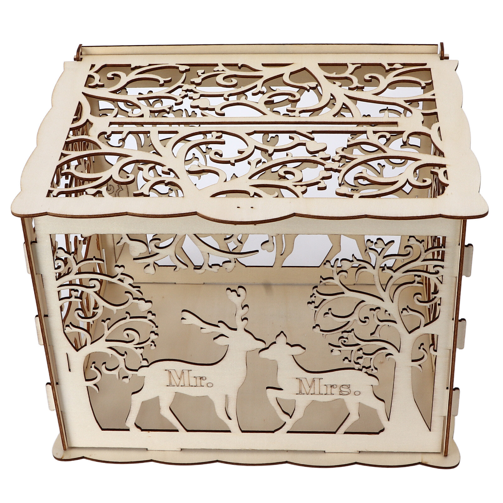 Коробка для свадебных открыток из дерева с оленями для пары, декорированная коробка для подписей: